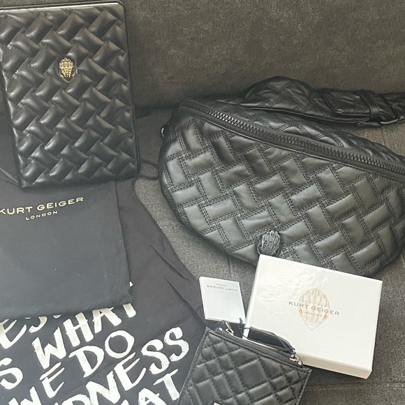 Kurt Geiger | Bags | Kurt Geiger Bundle Black Leather Quilted Bag Set ...